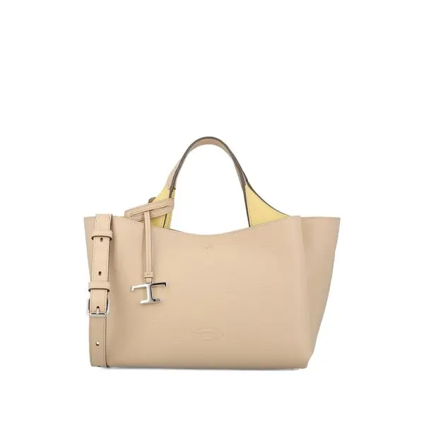 TOD'S Mini Bag With T-logo Charm - Cream