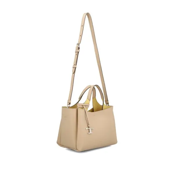 TOD'S Mini Bag With T-logo Charm - Cream