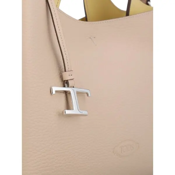 TOD'S Mini Bag With T-logo Charm - Cream
