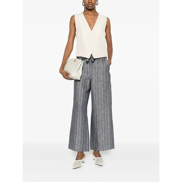Max Mara Pinstripe Straight Leg Trousers - Blue