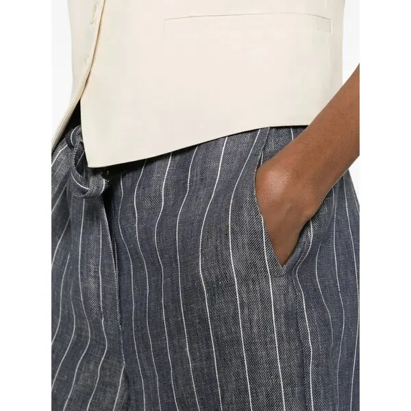 Max Mara Pinstripe Straight Leg Trousers - Blue
