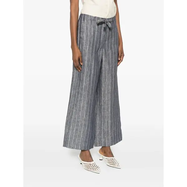 Max Mara Pinstripe Straight Leg Trousers - Blue