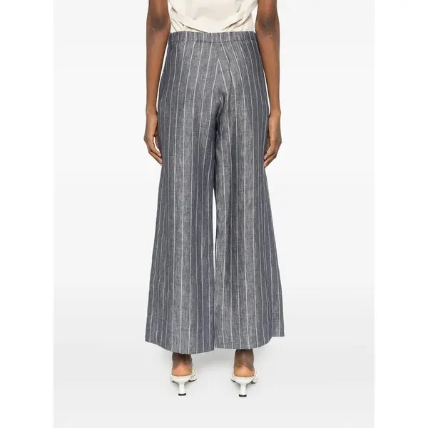Max Mara Pinstripe Straight Leg Trousers - Blue