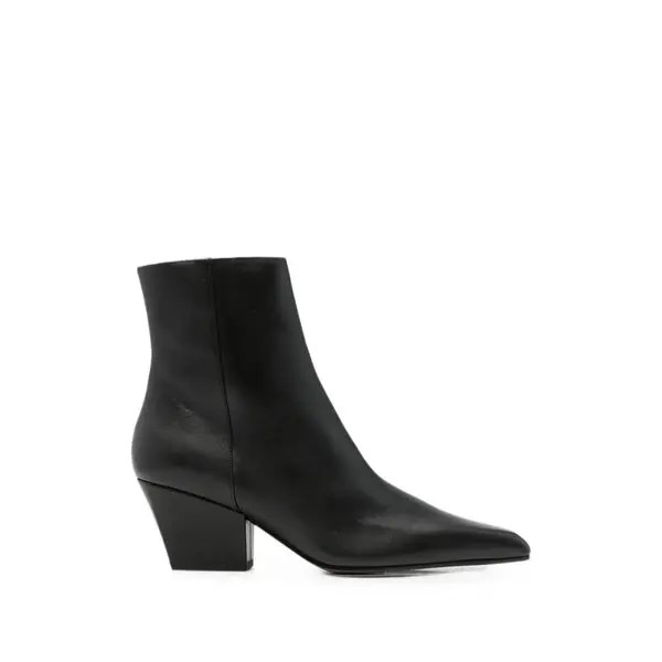 Paris Texas Leather Pointed Toe Zip Up Ankle Boots - Black