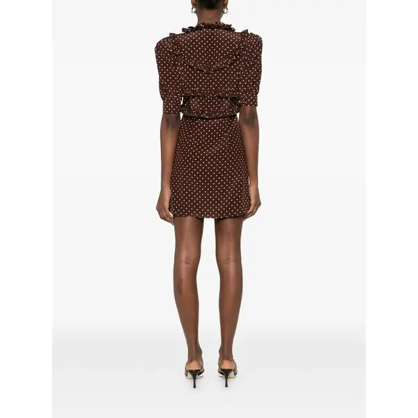Alessandra Rich Polka Dot V-neck Ruffled Dress