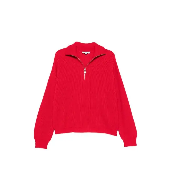 Malo Cashmere High Neck Half-zip Jumper - Red