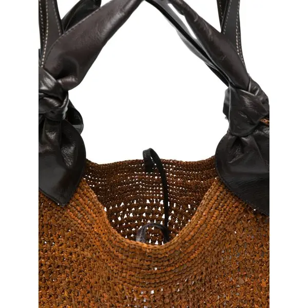 Hereu Ebony Woven Tote Bag With Knotted Detail