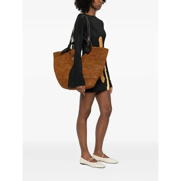 Hereu Ebony Woven Tote Bag With Knotted Detail
