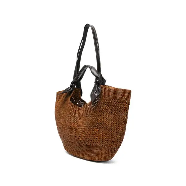 Hereu Ebony Woven Tote Bag With Knotted Detail