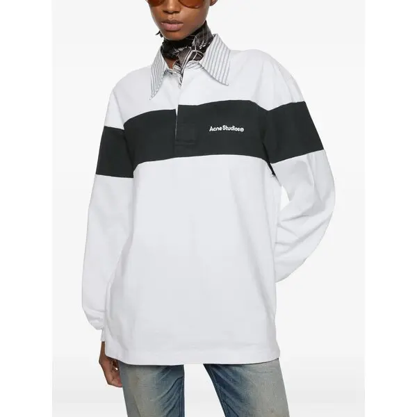 Acne Studios Sweatshirt With Embroidered Logo And Striped Collar