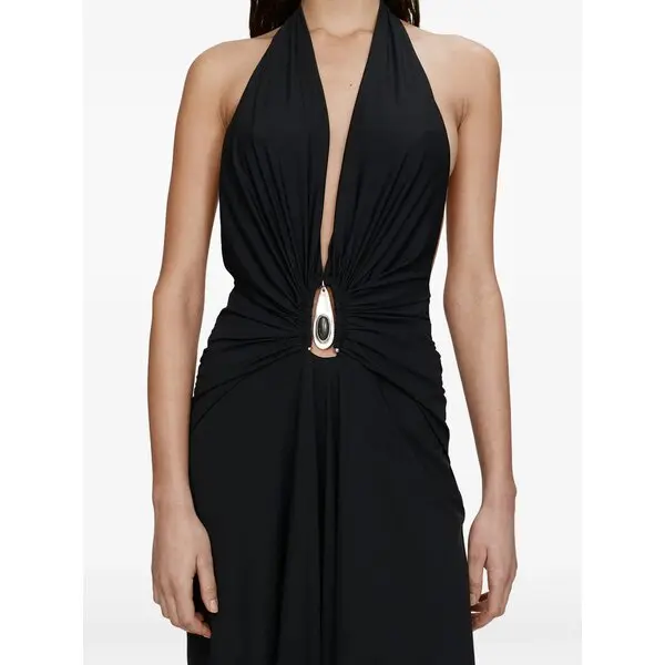 Christopher Esber Pendant Detail Halterneck Floor-length Dress