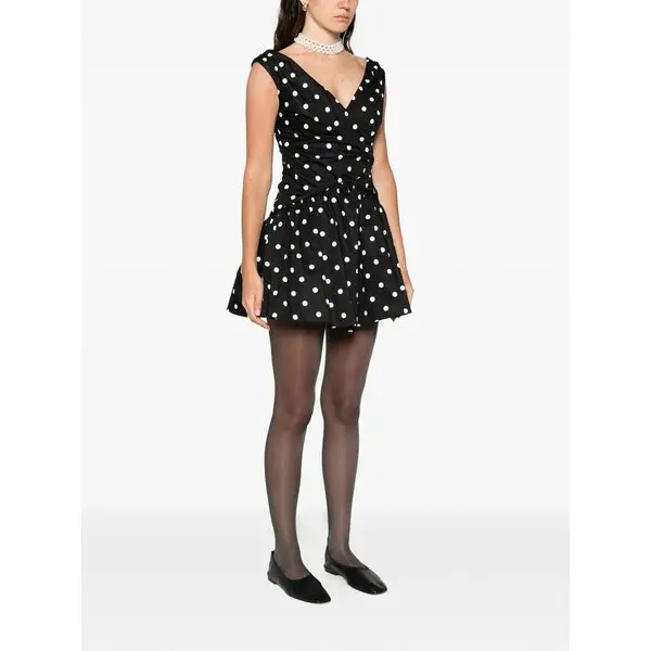 SELF-PORTRAIT Polka Dot V-neck Sleeveless Dress