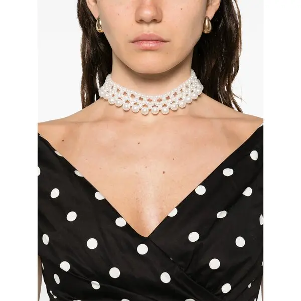 SELF-PORTRAIT Polka Dot V-neck Sleeveless Dress