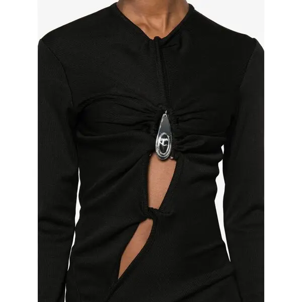 Christopher Esber Long Sleeve Twist Front Pendant Detail Gown
