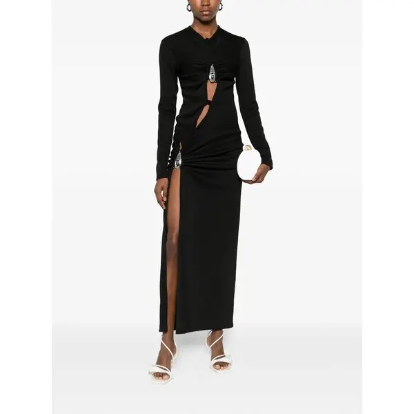 Christopher Esber Long Sleeve Twist Front Pendant Detail Gown
