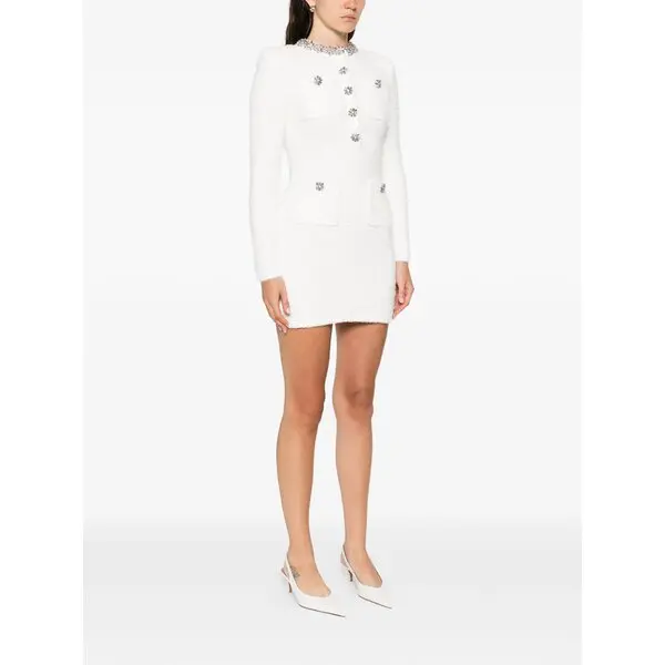 SELF-PORTRAIT Embellished Jewel Neckline Long Sleeve Dress