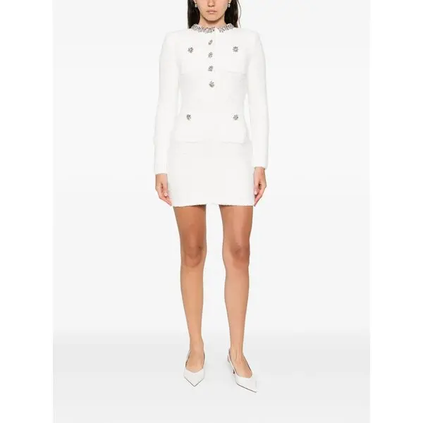 SELF-PORTRAIT Embellished Jewel Neckline Long Sleeve Dress