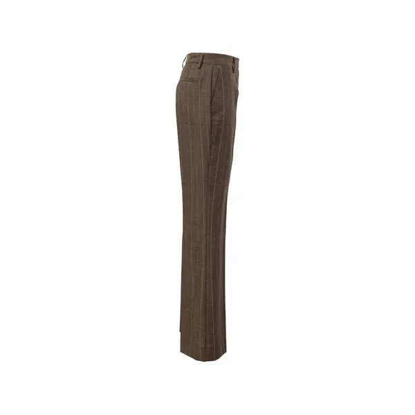 GANNI Pinstripe Wool Straight Leg Trousers