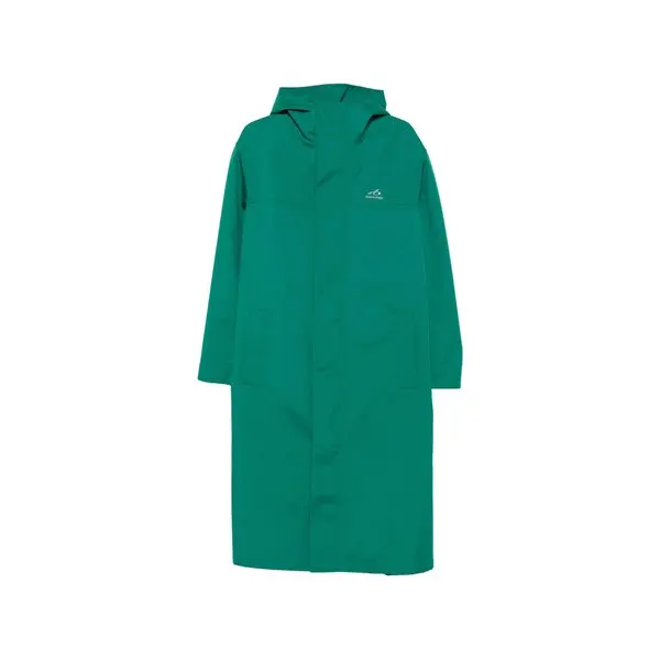 Balenciaga Single-breasted Hooded Coat With Logo Print - Green