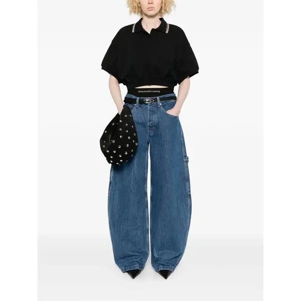 Alexander Wang Cotton Polo Top With Logo Detail