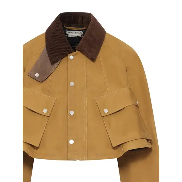 JW Anderson Cropped Jacket With Contrast Collar - Cream
