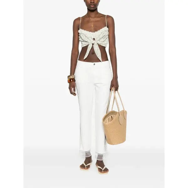 ERMANO SCERVINO Ermanno Scervino Floral Print Silk Blend Cropped Top