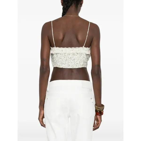 ERMANO SCERVINO Ermanno Scervino Floral Print Silk Blend Cropped Top