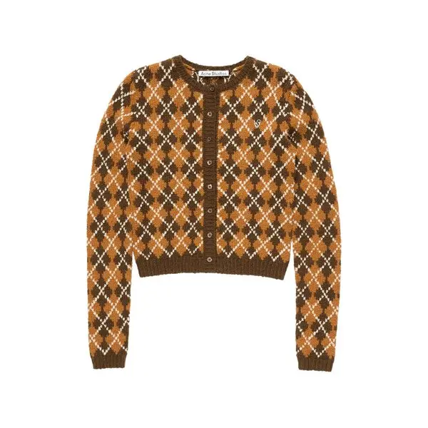 Acne Studios Argyle Knit Cardigan - Brown