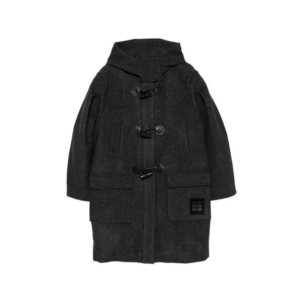 GANNI Grey Oversized Toggle Coat - Gray