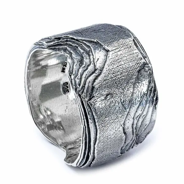 GERMAN KABIRSKI Inari Oxidized Sterling Wide Layered Ring - Silver