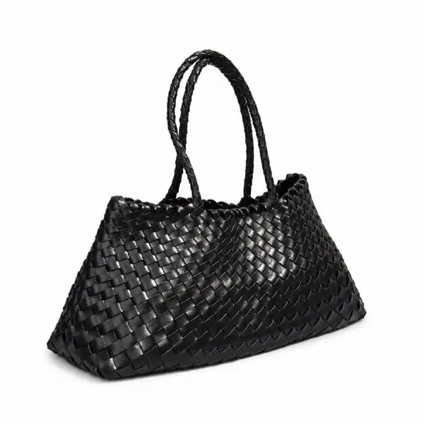 RIMINI Woven Vegan Leather Carry-on Bag - Black