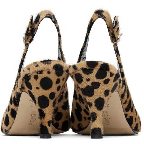 AeydĒ Carla Leopard Print Slingback Pumps - Beige/black