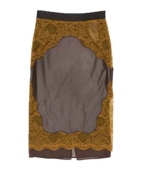 Attico Elastic Waist Skirt With Front Slit And Logo