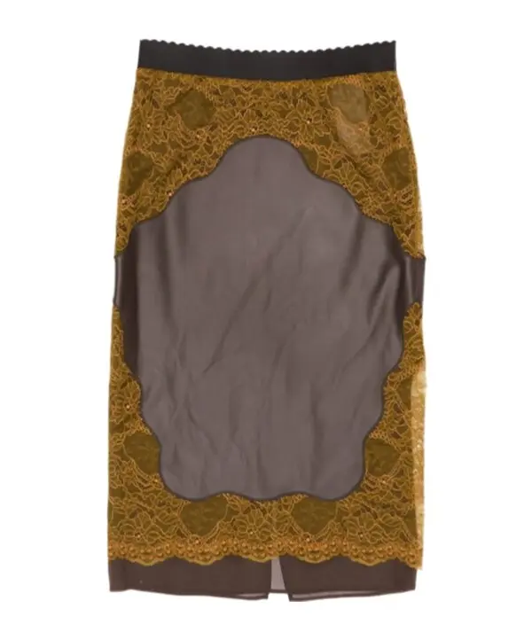 Attico Lace Panelled Midi Skirt - No