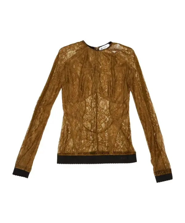 Attico Lace Detailed Round Neck Long Sleeve Top - No