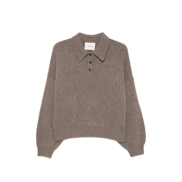 LISA YANG Cashmere Knitted Polo Top - Brown