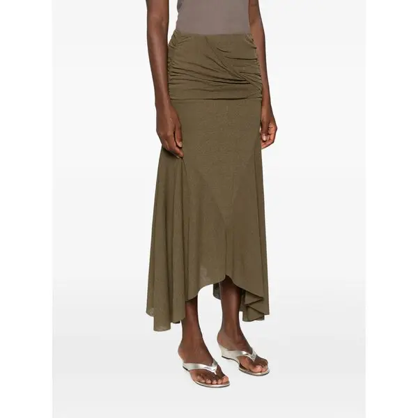 GANNI Asymmetric Draped Skirt - Green