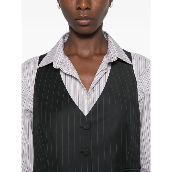 TOM FORD V-neck Pinstripe Wool And Mohair Vest