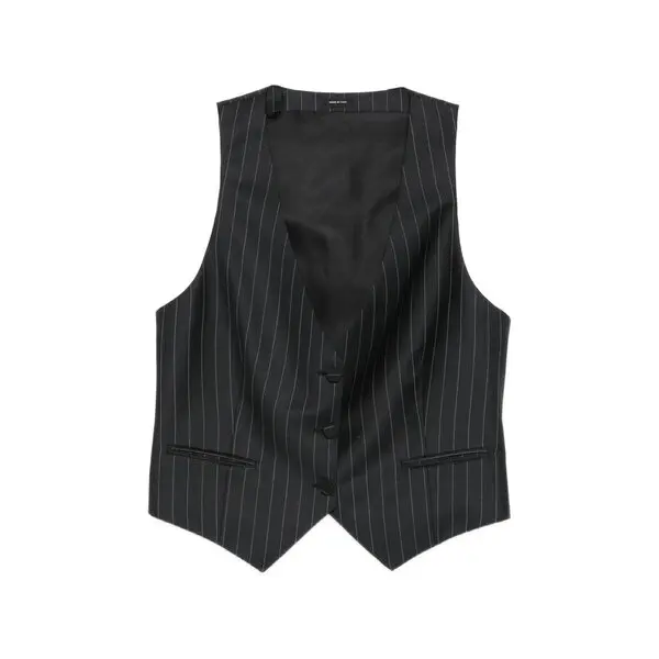 TOM FORD V-neck Pinstripe Wool And Mohair Vest - Black