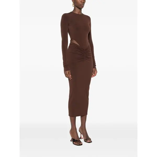 Andamane The Attico Ruched Detailing Cut-out Dress - Brown