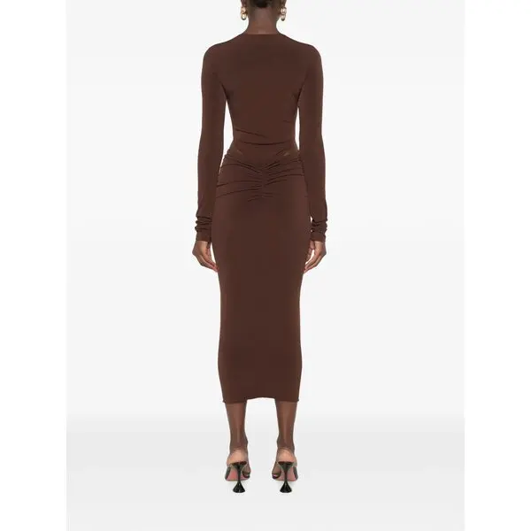 Andamane The Attico Ruched Detailing Cut-out Dress - Brown