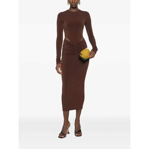 Andamane The Attico Ruched Detailing Cut-out Dress - Brown