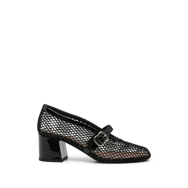 Alaïa Mesh And Patent Leather Mary Jane Block Heels - Black