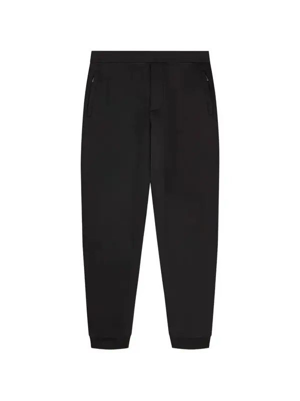 Emporio Armani Modal Fleece Jogger Trousers With Ribbed Cuffs - Black
