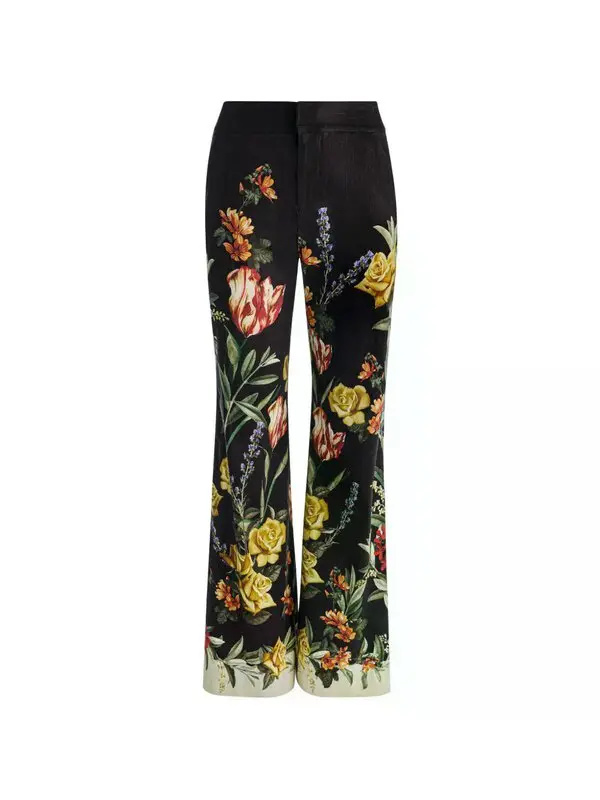 Alice + Olivia Dylan Floral Print Wide-leg Trousers