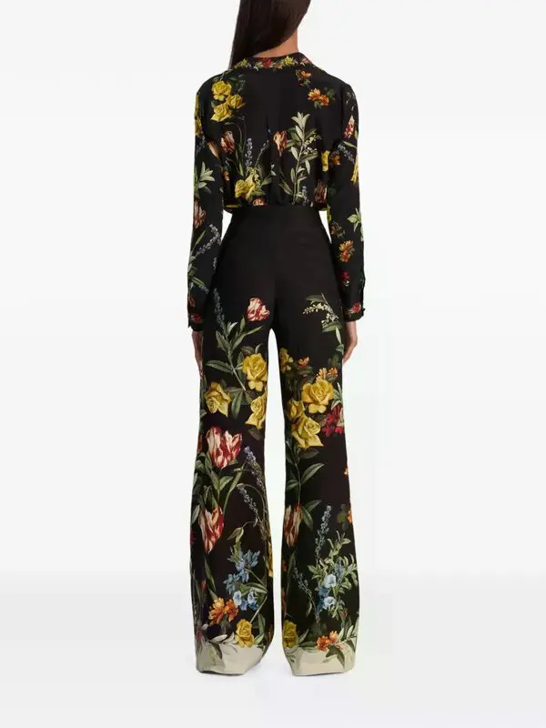 Alice + Olivia Dylan Floral Print Wide-leg Trousers