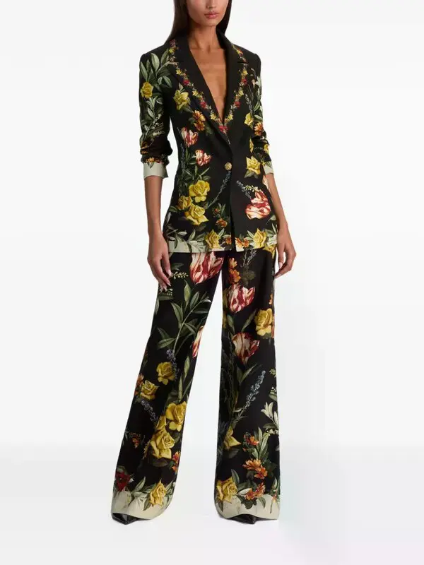 Alice + Olivia Floral-print Notched Lapel Blazer