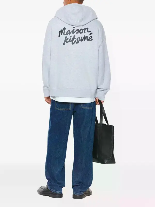 Maison Kitsuné Logo-print Hoodie - Grey