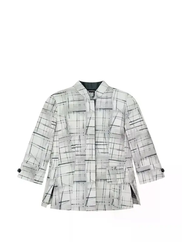 Emporio Armani Check-print Mandarin-collar Shirt - White