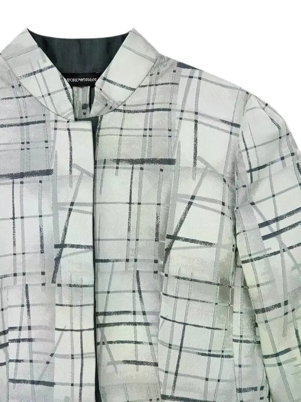Emporio Armani Check Print Mandarin Collar Shirt